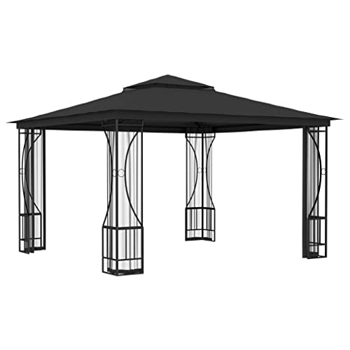 CHARMMA Aluminum Gazebo, Galvanized Steel Roof Metal Gazebo with Aluminum Frame, Patio Gazebo with Curtains and Netting for Patios, Gardens, Lawns 9.8'x9.8'x8.7' Anthracite