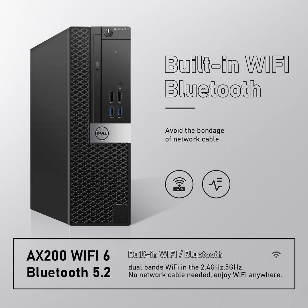 Dell OptiPlex 7040 SFF Desktop Computer PC Intel Quad Core i7-6700 3.20GHz AX200 Built-in WIFI 6 Bluetooth 32GB DDR4 New 1TB NVMe M.2 SSD 2TB HDD HDMI Wireless Keyboard & Mouse Windows10 Pro (Renewed)