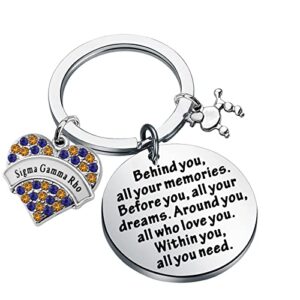 feelmem sigma gamma rho sorority keychain behind you all your memories keychain inspired greek sorority gift sorority sister jewelry (sigma gamma rho-ky)