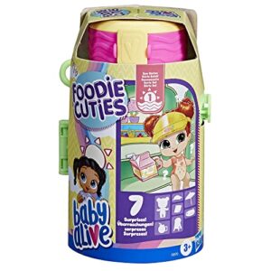 baby alive foodie cuties, bottle, sun series 1, surprise toys for girls, baby doll set, 3-inch, kids 3 and up