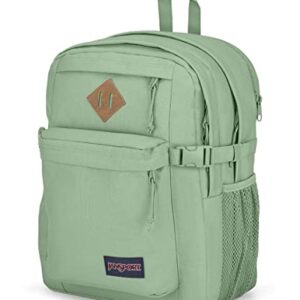 JanSport Main Campus FX Backpack - Travel, or Work Bookbag w 15-Inch Laptop Pack with Leather Trims, Loden Frost