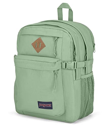 JanSport Main Campus FX Backpack - Travel, or Work Bookbag w 15-Inch Laptop Pack with Leather Trims, Loden Frost