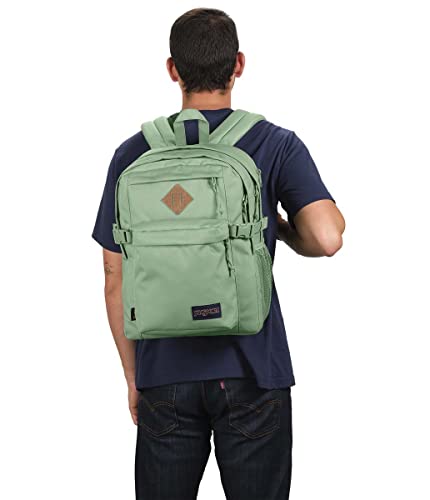 JanSport Main Campus FX Backpack - Travel, or Work Bookbag w 15-Inch Laptop Pack with Leather Trims, Loden Frost