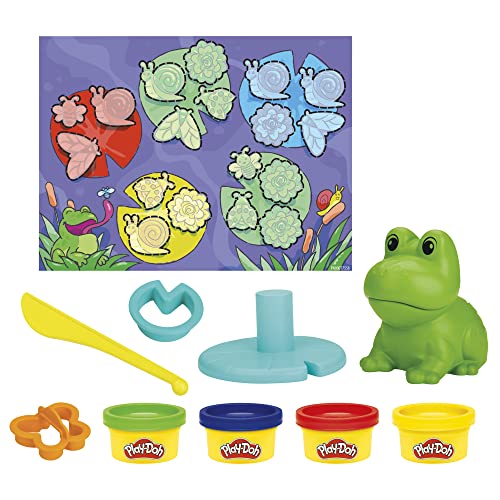 Play-Doh Frog ‘n Colors Starter Set with Playmat, Preschool Toys for 3 Year Old Girls & Boys & Up, Preschool Crafts Frog Toy & 4 Modeling Compound Colors