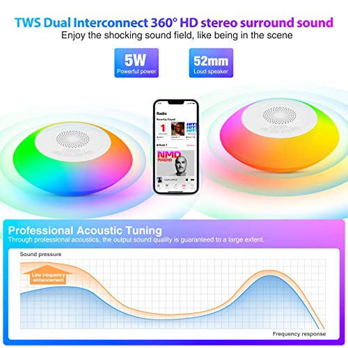 Bluetooth Speakers with Colorful Lights - Portable Pool Speaker IPX7 Waterproof Floating with 8 Modes - Built-in Mic HD Stereo Sound Hands-Free Wireless Hot Tub Speaker for Shower Home Outdoor