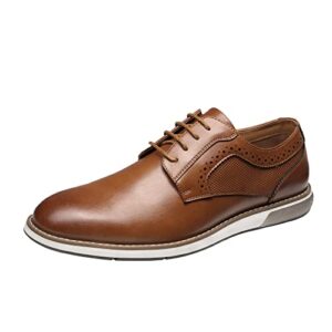 bruno marc men's plain toe casual oxford shoes business formal derby dress sneakers brown, size 12, sbox223m