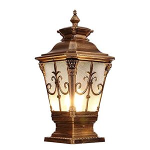 czlzy outdoor waterproof door pillar lamps courtyard landscape column light vintage rustic professional aluminum post pole lantern super brightness for garden villa main gate terrace stigma fixture