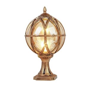 czlzy european patio post rust-proof glass ball column light die-casting aluminum globe landscape lighting fixture retro waterproof outdoor pillar lamp courtyard villa terrace lantern