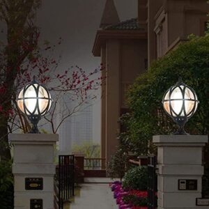 CZLZY Outdoor Waterproof E27 Pillar Post Lamps Retro Globe Column Light Lantern Classic Aluminium Die-Casting Glass Creative Ball Courtyard Patio Porch Gate Landscape Street Lighting Fixture