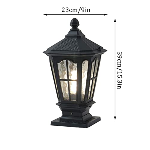 CZLZY Retro European Style E27 Pillar Lamp Creative Simple Aluminum Column Light Outdoor Waterproof Post Light Glass Lampshade Villa Garden Decoration Landscape Light Lawn Light