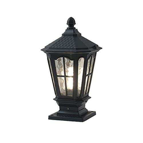 CZLZY Retro European Style E27 Pillar Lamp Creative Simple Aluminum Column Light Outdoor Waterproof Post Light Glass Lampshade Villa Garden Decoration Landscape Light Lawn Light