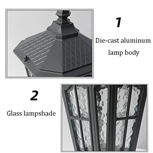 CZLZY Retro European Style E27 Pillar Lamp Creative Simple Aluminum Column Light Outdoor Waterproof Post Light Glass Lampshade Villa Garden Decoration Landscape Light Lawn Light