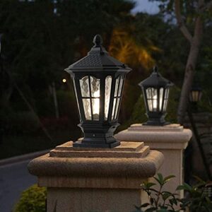 CZLZY Retro European Style E27 Pillar Lamp Creative Simple Aluminum Column Light Outdoor Waterproof Post Light Glass Lampshade Villa Garden Decoration Landscape Light Lawn Light