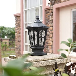 CZLZY Retro European Style E27 Pillar Lamp Creative Simple Aluminum Column Light Outdoor Waterproof Post Light Glass Lampshade Villa Garden Decoration Landscape Light Lawn Light