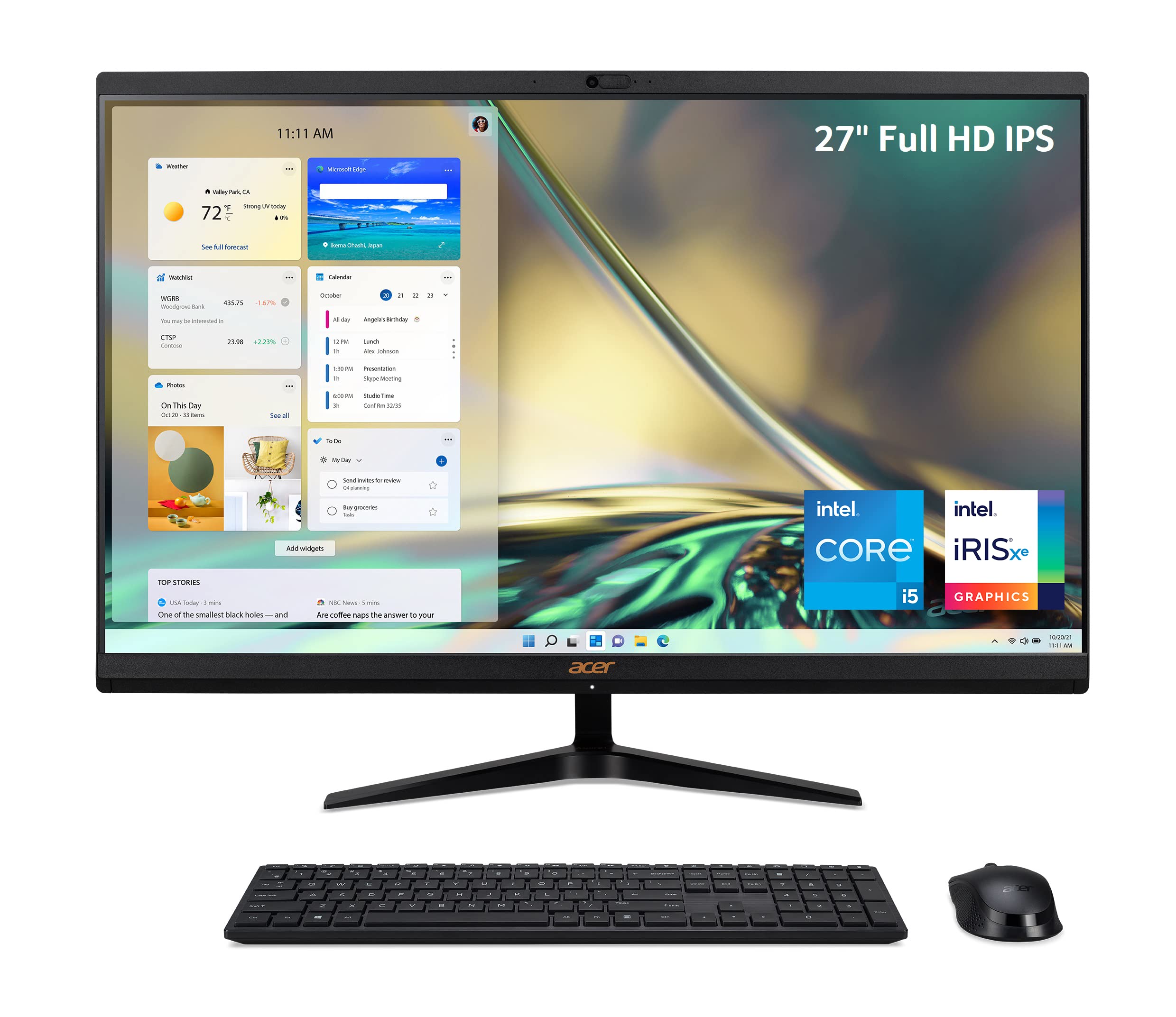 Acer Aspire C27-1700-UA91 AIO Desktop | 27" Full HD IPS Display | 12th Gen Intel Core i5-1235U | Intel Iris Xe Graphics | 16GB DDR4 | 512GB NVMe M.2 SSD | Intel Wireless Wi-Fi 6 | Windows 11 Home