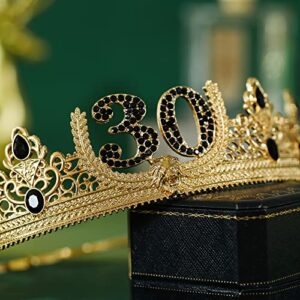 30TH Birthday King Crown and Sash Gifts for Men. Birthday Party Decoration(Gold)