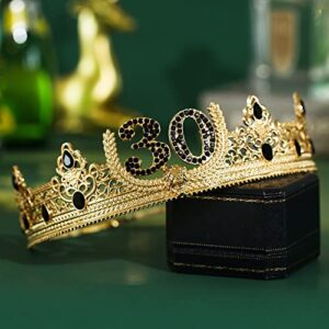 30TH Birthday King Crown and Sash Gifts for Men. Birthday Party Decoration(Gold)