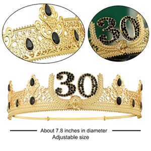 30TH Birthday King Crown and Sash Gifts for Men. Birthday Party Decoration(Gold)