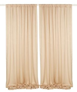 cytdkve 2 panels 4.8 feet x 10 feet beige velvet-like wedding backdrop curtain drapes, silky soft window curtains panels for wedding ceremony birthday party decorations