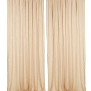 Cytdkve 2 Panels 4.8 Feet x 10 Feet Beige Velvet-Like Wedding Backdrop Curtain Drapes, Silky Soft Window Curtains Panels for Wedding Ceremony Birthday Party Decorations