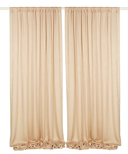 Cytdkve 2 Panels 4.8 Feet x 10 Feet Beige Velvet-Like Wedding Backdrop Curtain Drapes, Silky Soft Window Curtains Panels for Wedding Ceremony Birthday Party Decorations