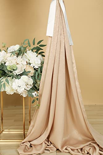 Cytdkve 2 Panels 4.8 Feet x 10 Feet Beige Velvet-Like Wedding Backdrop Curtain Drapes, Silky Soft Window Curtains Panels for Wedding Ceremony Birthday Party Decorations