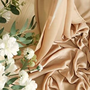 Cytdkve 2 Panels 4.8 Feet x 10 Feet Beige Velvet-Like Wedding Backdrop Curtain Drapes, Silky Soft Window Curtains Panels for Wedding Ceremony Birthday Party Decorations