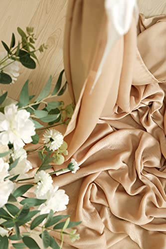 Cytdkve 2 Panels 4.8 Feet x 10 Feet Beige Velvet-Like Wedding Backdrop Curtain Drapes, Silky Soft Window Curtains Panels for Wedding Ceremony Birthday Party Decorations