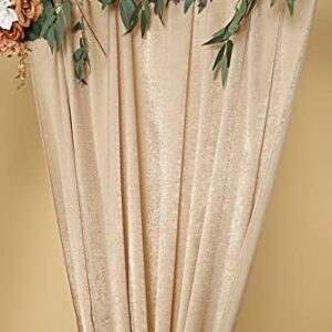 Cytdkve 2 Panels 4.8 Feet x 10 Feet Beige Velvet-Like Wedding Backdrop Curtain Drapes, Silky Soft Window Curtains Panels for Wedding Ceremony Birthday Party Decorations