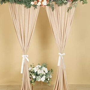 Cytdkve 2 Panels 4.8 Feet x 10 Feet Beige Velvet-Like Wedding Backdrop Curtain Drapes, Silky Soft Window Curtains Panels for Wedding Ceremony Birthday Party Decorations