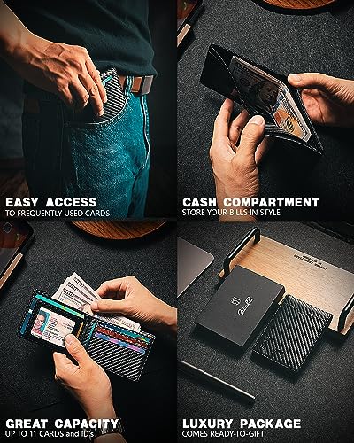 Zitahli Mens-Wallet-Slim-Leather-RFID Blocking Wallet for Men Minimalist Bifold Credit Card Holder with Gift Box