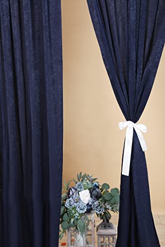 Cytdkve 2 Panels 4.8 Feet x 10 Feet Navy Blue Velvet-Like Wedding Backdrop Curtain Drapes, Silky Soft Window Curtains Panels for Wedding Ceremony Birthday Party Decorations