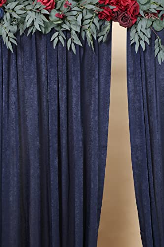 Cytdkve 2 Panels 4.8 Feet x 10 Feet Navy Blue Velvet-Like Wedding Backdrop Curtain Drapes, Silky Soft Window Curtains Panels for Wedding Ceremony Birthday Party Decorations