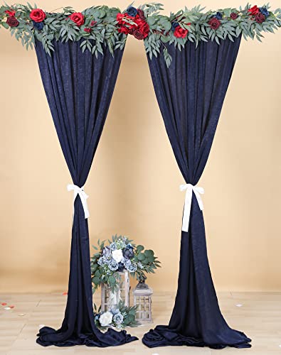 Cytdkve 2 Panels 4.8 Feet x 10 Feet Navy Blue Velvet-Like Wedding Backdrop Curtain Drapes, Silky Soft Window Curtains Panels for Wedding Ceremony Birthday Party Decorations