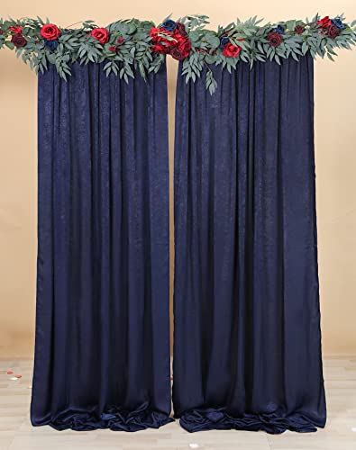 Cytdkve 2 Panels 4.8 Feet x 10 Feet Navy Blue Velvet-Like Wedding Backdrop Curtain Drapes, Silky Soft Window Curtains Panels for Wedding Ceremony Birthday Party Decorations