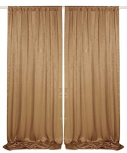 cytdkve 2 panels 4.8 feet x 10 feet gold brown velvet-like wedding backdrop curtain drapes, silky soft window curtains panels for wedding ceremony birthday party decorations