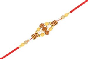 handmade raksha bandhan rakhi for brother | designer rakhi bracelet handmade rakhi | rakhi for brother made kundan multicolor beads for indian festival raksha bandhan (design5)