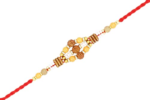 Handmade Raksha Bandhan Rakhi for Brother | Designer Rakhi Bracelet Handmade Rakhi | Rakhi for Brother made Kundan Multicolor Beads for Indian Festival Raksha Bandhan (Design5)