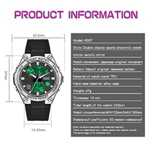 KXAITO Women's Ladies Outdoor Waterproof Sports Watch Quartz Watch Fashion Bracelet Movement Analog-Digital Display Girls Wrist Watches 6067 (Black Silver)