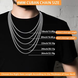 Momlovu Silver Chain for Men and Women Boys, 18K Gold Plated Men and Women's Necklaces Chain Cuban Link Chain for Men and Women 4mm/6mm 18/20/22/24/26inch