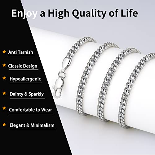 Momlovu Silver Chain for Men and Women Boys, 18K Gold Plated Men and Women's Necklaces Chain Cuban Link Chain for Men and Women 4mm/6mm 18/20/22/24/26inch