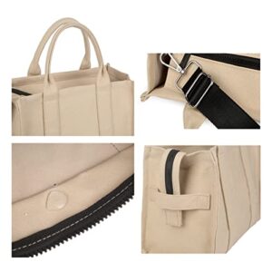 Large Canvas Tote Bag Simple one-Shoulder Shopping Bag Lady Letter Printing Commuter Fashion Messenger Handbag(Beige)