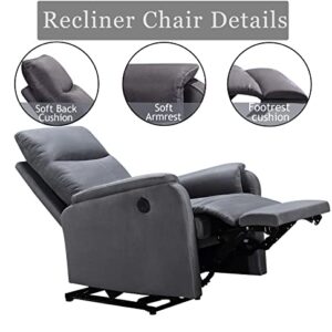 Electric Power Recliner Chair with USB Port,Fabric Ergonomic Lounge Single Sofa Seat Chair,Home Theater Seating with Recliner Function for Small Room 35.4" D x 30" W x 39.8" H