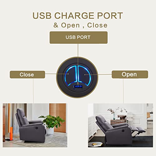 Electric Power Recliner Chair with USB Port,Fabric Ergonomic Lounge Single Sofa Seat Chair,Home Theater Seating with Recliner Function for Small Room 35.4" D x 30" W x 39.8" H