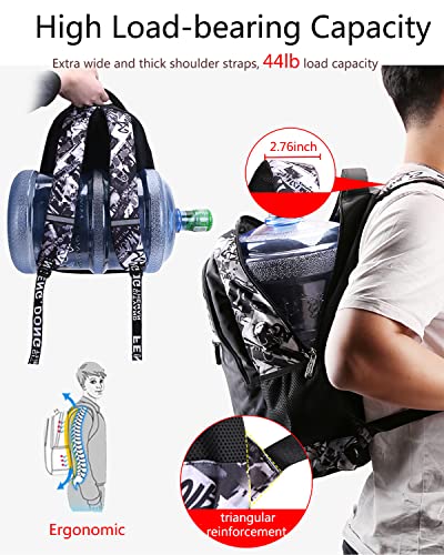 Lmeison Anime Cartoon Luminous Backpacks, Cool Bookbag for Boys Waterproof School Bag with USB Charging Port for Middle High School Unisex 15.6in Laptop Backpack for Student, Trend Graffiti Grey