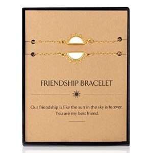 friendship sun bracelet, 16k gold plated copper cute sun dainty bracelets delicate adjustable link(gold color plated)