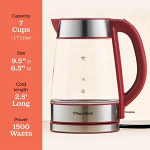 Speed-Boil Water Electric Kettle, 1.7L 1500W, Coffee & Tea Kettle Borosilicate Glass, Wide Opening, Auto Shut-Off, Cool Touch Handle, LED Light. 360° Rotation, Boil Dry Protection