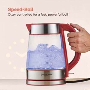 Speed-Boil Water Electric Kettle, 1.7L 1500W, Coffee & Tea Kettle Borosilicate Glass, Wide Opening, Auto Shut-Off, Cool Touch Handle, LED Light. 360° Rotation, Boil Dry Protection