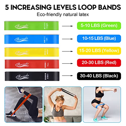 Resistance Bands Set 17pcs, Resistance Band, Exercise Bands Fitness Workout with Wide Handles, Door Anchor, Steel Clasp, Carry Bag, Ankle Straps for Home Gym Outdoor Travel (23PCS-Colour)