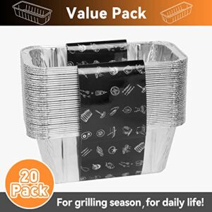 20-Pack Grease Cup Liners for Blackstone 22, 17, 28, 30, 36 Inch Griddle with Rear Grease Cup, Disposable Aluminum Foil Drip Pan, 8 x 3.7 Inch